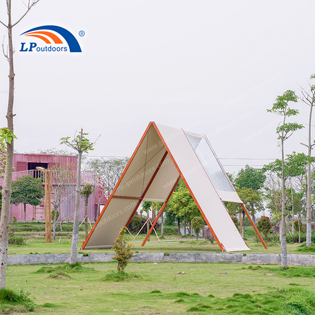 Wood Grain Triangular Aluminum Frame Luxury Glamping Tent for Sale from ...