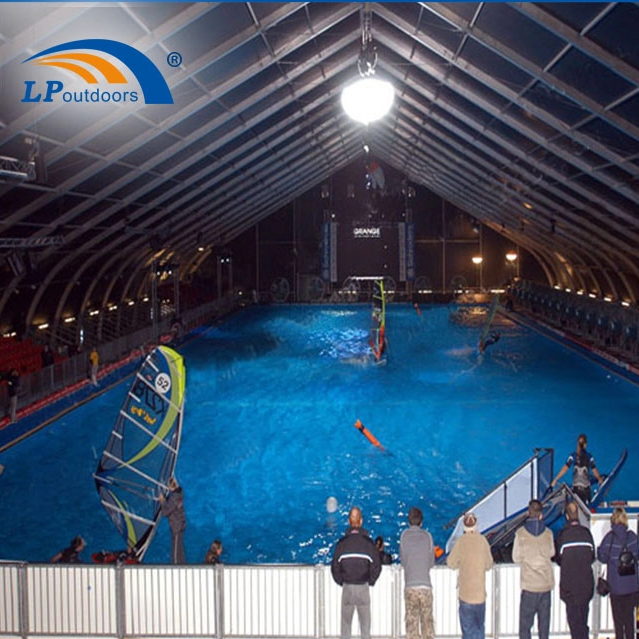 Sleek Clear Span curved Temporary Structure for Swimming Pool from ...